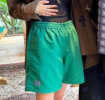 Needles短裤蝴蝶刺绣速干四分裤