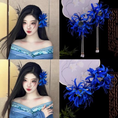 高颜值红色彼岸花发夹新中式超仙