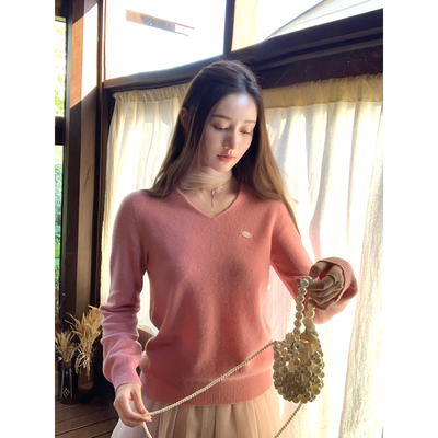 【桃可了 1.20PM20:00】小茉纱 软呼呼的v领套头羊毛打底针织衫女