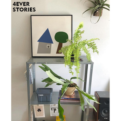 4ES |小猫HOME 可爱简笔画卡通海报金属相框 客厅卧室儿童房饰画