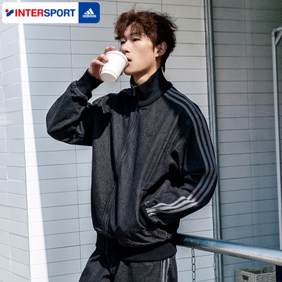 阿迪达斯三叶草男装运动外套2026春季新款立领牛仔休闲夹克KD1516