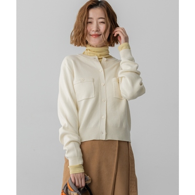 23区泷泽真规子女士同款时尚适宜优雅棉羊绒口袋开衫