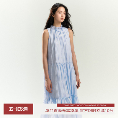 夏季长裙立体挂脖无袖高级感