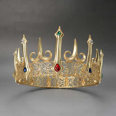欧美复古宫廷国王皇子公主大皇冠男王冠表演演出宴会配饰发饰头饰