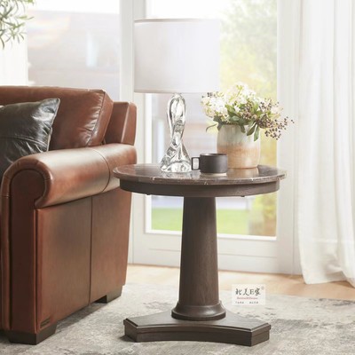 轻奢实木黑橡色客厅休闲桌