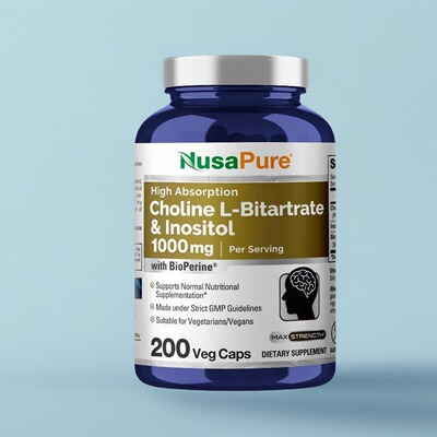 美国成人胆碱肌醇NusaPure Choline Inositol脑记忆力保健品200粒