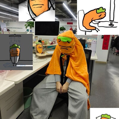 可爱搞怪暹罗厘普毛绒连帽斗篷男