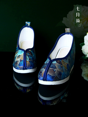 织锦缎内增高布鞋七月荷汉服鞋