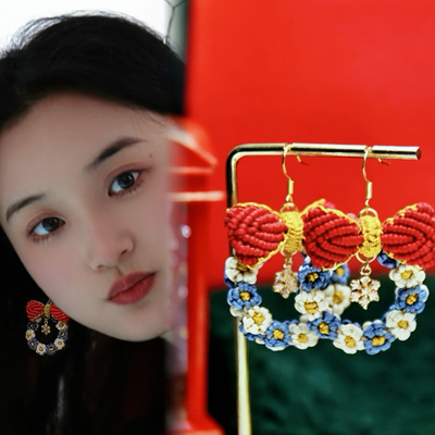 Healing girl手工编绳圣诞迪士尼在逃公主小雏菊花环银针耳环