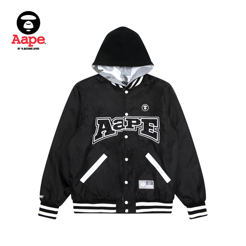 Aape旗舰店男装秋冬双面穿迷彩猿颜徽章抽绳连帽外套7536XXJ_虎窝淘