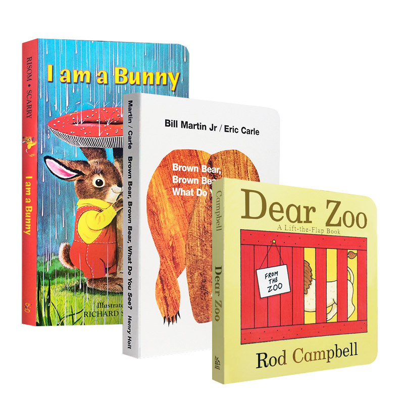 预售获奖名家绘本3册英文原版 Brown Bear棕熊/I am a bunny/dear zoo亲爱的动物园绘本送音频艾瑞卡尔纸板书低幼启蒙 ...