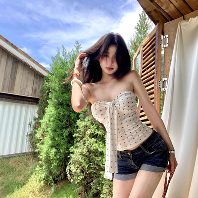 甜辣妹风蝴蝶结显瘦抹胸夏季