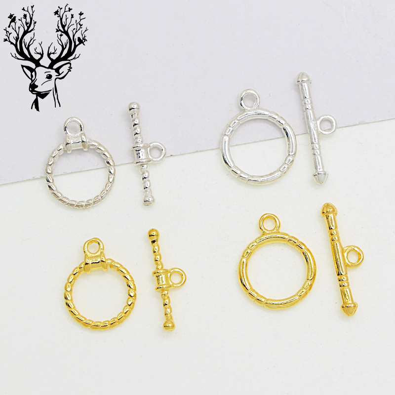 S925纯银DIY手工串珠配件材料手链扣项链连接扣子车花OT搭扣套扣_虎窝淘