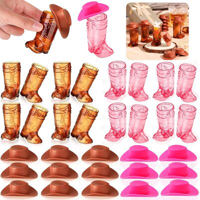 20PCS Mini Cowboy Boot Shot Glass Cowgirl Party Supplies Wes