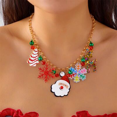 Vintage Christmas Stockings Bell Necklace for Women Cute San