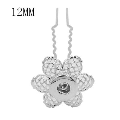 Flowers Hairpin Snap Sliver Pendant Fit 12MM Snaps Style Jew