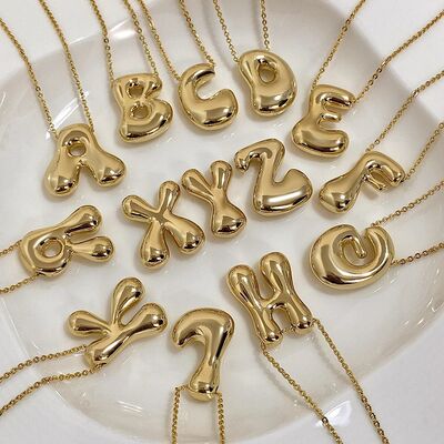 Gold Color Chunky Balloon Bubble Letter Pendant Chok
