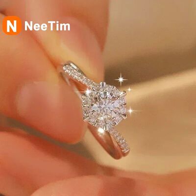 0.5/1CT Moissanite Diamond Rings Wedding Band for Women Plat