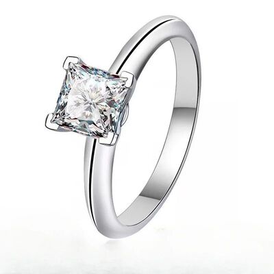 Real 0.3ct D Color Princess Moissanite Wedding Rings For Wom