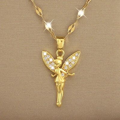 Fashion Flower Fairy Angel Pendant Necklace for Women Titani