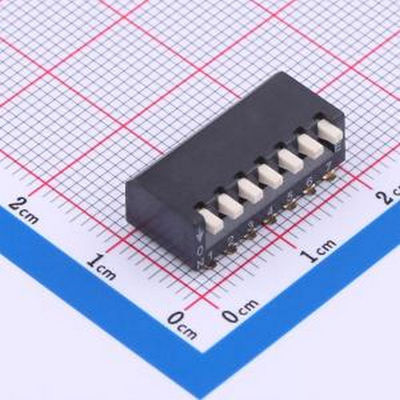 DSPV07LSGET 2.54mm 7位贴片琴键式拨码开关 SMD-14P,9x19.2mm 拨