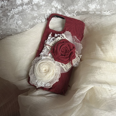 复古蕾丝花朵红侘寂风