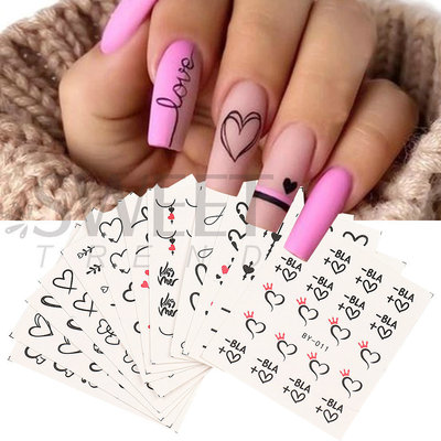 Nail Stickers 12 Watermark Stickers Love Graffiti Geometric