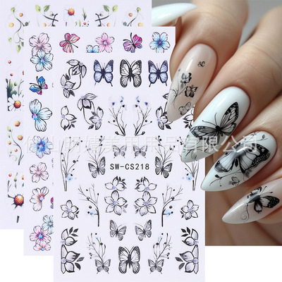 Nail Stickers Spring And Summer Flowers Daisy Hibiscus Flowe