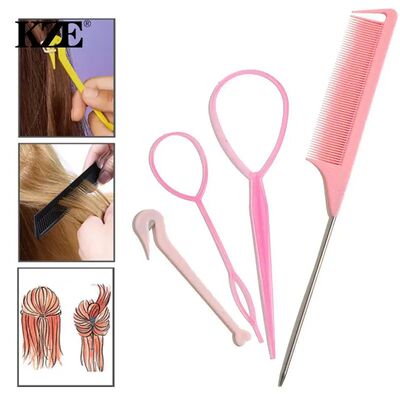 3/4/6pcs French Braid Tool Loop Elastic Hair Bands Remover C