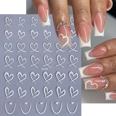 Love Theme Nail Stickers Set for Valentine's Day Silver Gold
