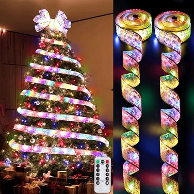 Christmas Ribbon Fairy Light Christmas Decoration DIY Bows S