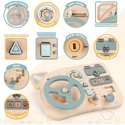 Montessori Toy Steering Wheel Wooden Busy Board Wooden Senso