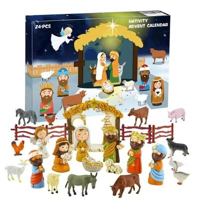Nativity Scene Advent Calendar New Resin Christmas Countdown
