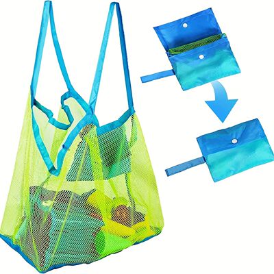 Youngsters' Large Mesh Beach Toy Bag with Blue and Green Sid