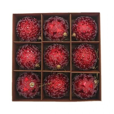 8Cm Christmas Ball Set Box Party Supplies Foam red Gold Sequ