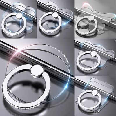 Transparent Cell Phone Ring Holder Stand 360°Degree Rotatio