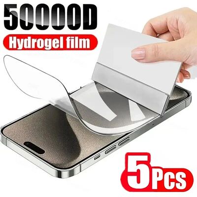 5Pcs Full Cover Hydrogel Film For iPhone 15 14 11 12 13 Pro Max 7 8 14 Plus Screen Protector For iPh