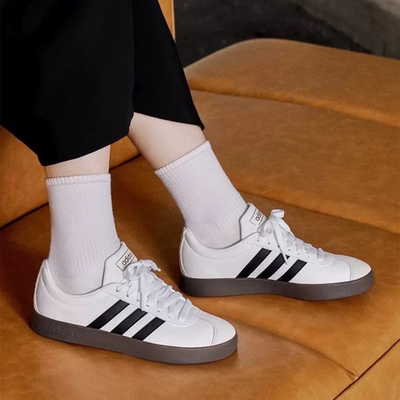 阿迪达斯VL court 2.0T头德训鞋男女同款绿色复古低帮板鞋 JQ2470