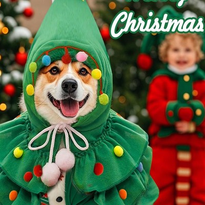 Christmas pet dog clothes, cat cape, holiday decorations