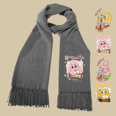 男女卡通情侣装仿羊绒可定制围巾