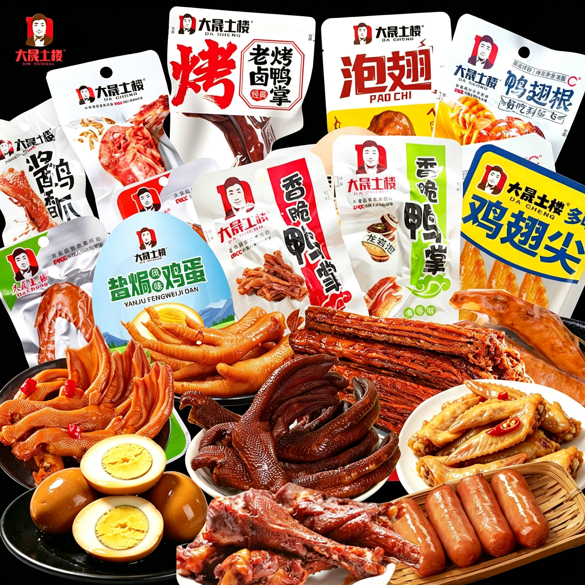 大晟土楼零食礼包泡鸭爪鸡蛋鸡爪泡翅肉肠休闲零食肉制品零食