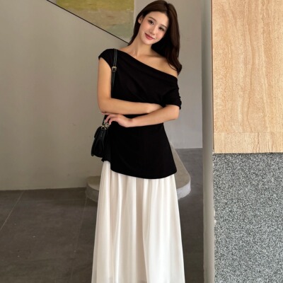 气质轻熟通勤纱质连衣裙长裙