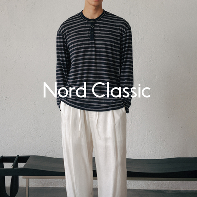 Nord Classic「撞色条纹T恤」26秋冬休闲宽松老钱风长袖内搭上衣
