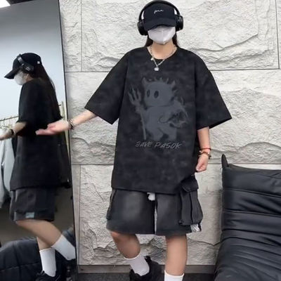 【精品清仓】~仿麂皮绒短袖T恤~只剩3,4XL，清了，清了~