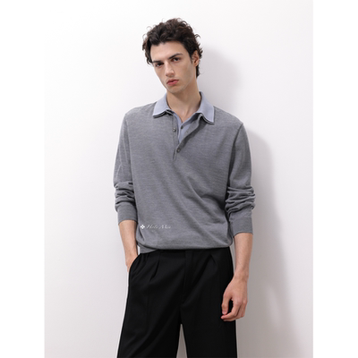 HolyMen扬子纱假两件Polo长袖