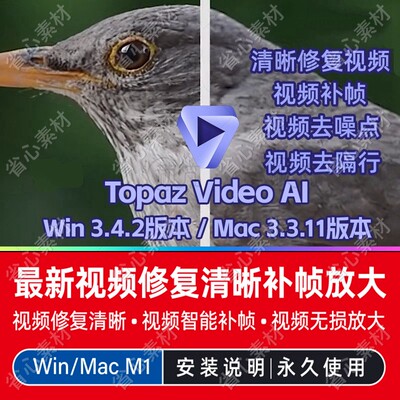Topaz Video AI v3.4.2视频补帧增强无损放大软件中文版 Win Mac