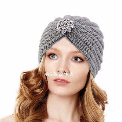秋冬加厚毛线帽子turbanhat