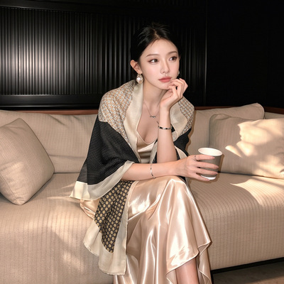 旗袍礼服外搭大披肩女法式氛围感春秋时尚外搭围巾百搭坎肩 scarf