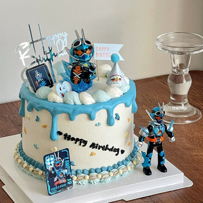 卡通歌查德假面骑士蛋糕装饰 蒙面超人男孩儿童生日派对烘焙摆件