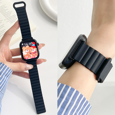 适用荣耀亲选ROSSINI手表2i表带亲肤软胶锁环磁吸替换带荣耀2i腕带HCK-BW00男女高颜值表链金属连接器配件